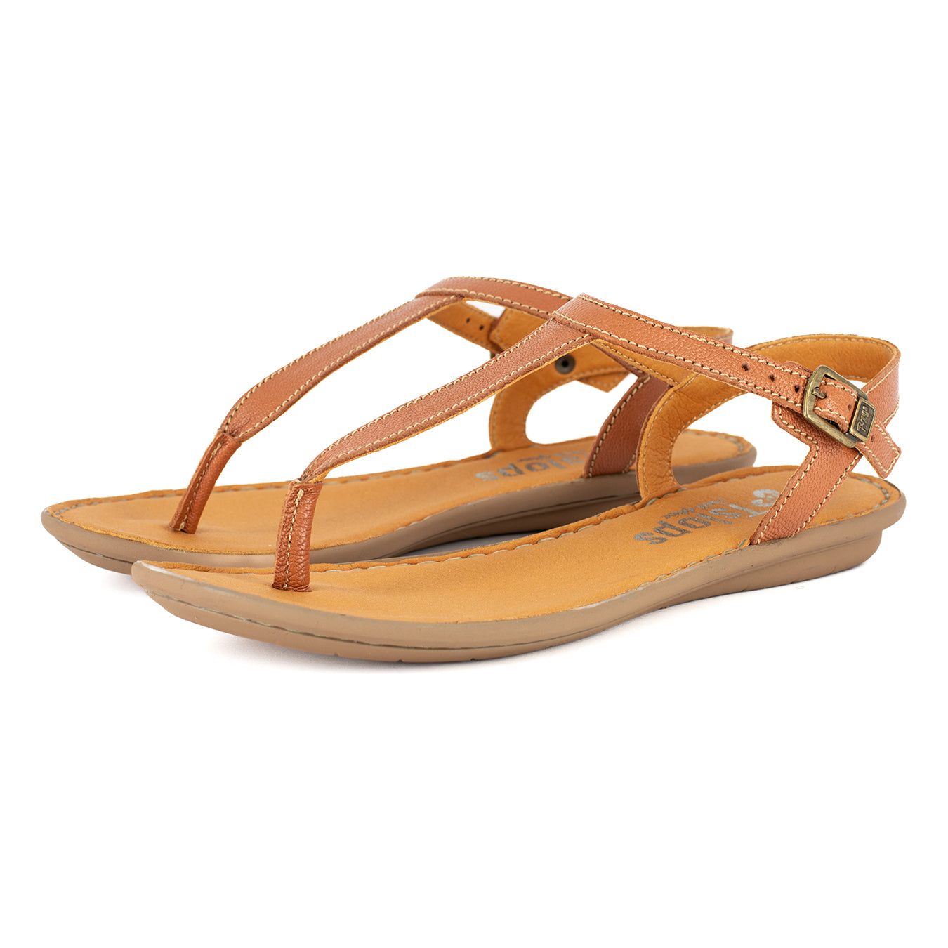 Khuthaza : Ladies Leather Tslops Sandal in Oak Cayak – Tsonga International