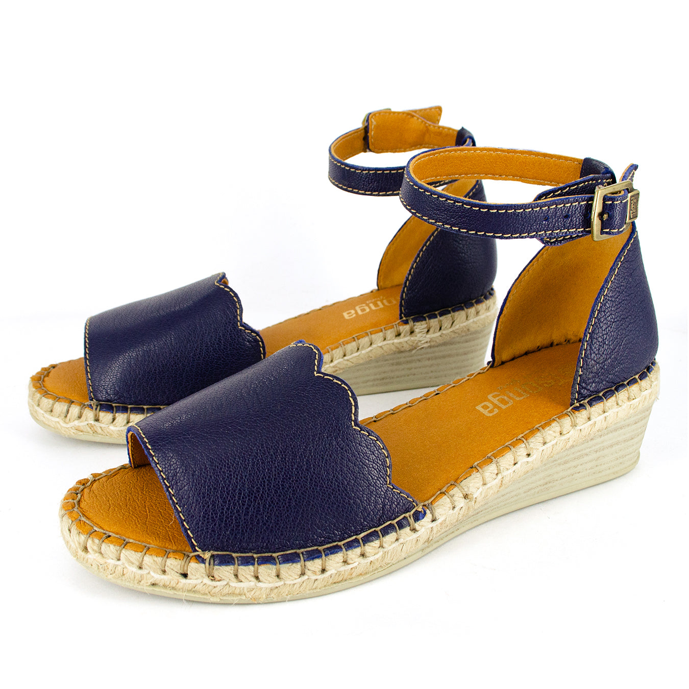 Pulika : Ladies Leather Wedge Espadrille in Marine Cayak – Tsonga ...